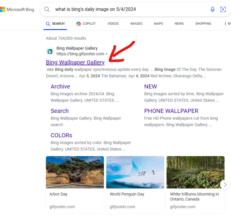 How to find the info on Bing's Daily Wallpaper image - Web Safari at ...